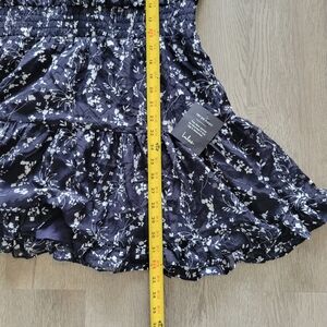 Lulus | Dresses | Nwt Lulus Navy White Floral Sheer Smocked Long Sleeve ...